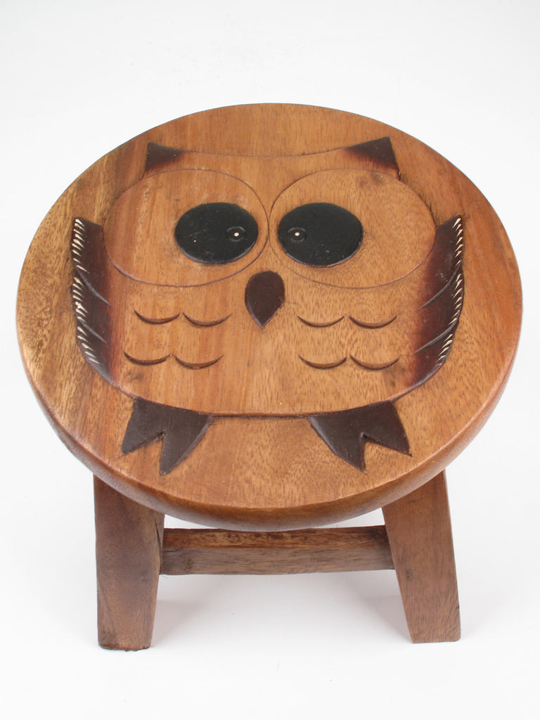 Cute Owl Kiddie Stool – Red Mud